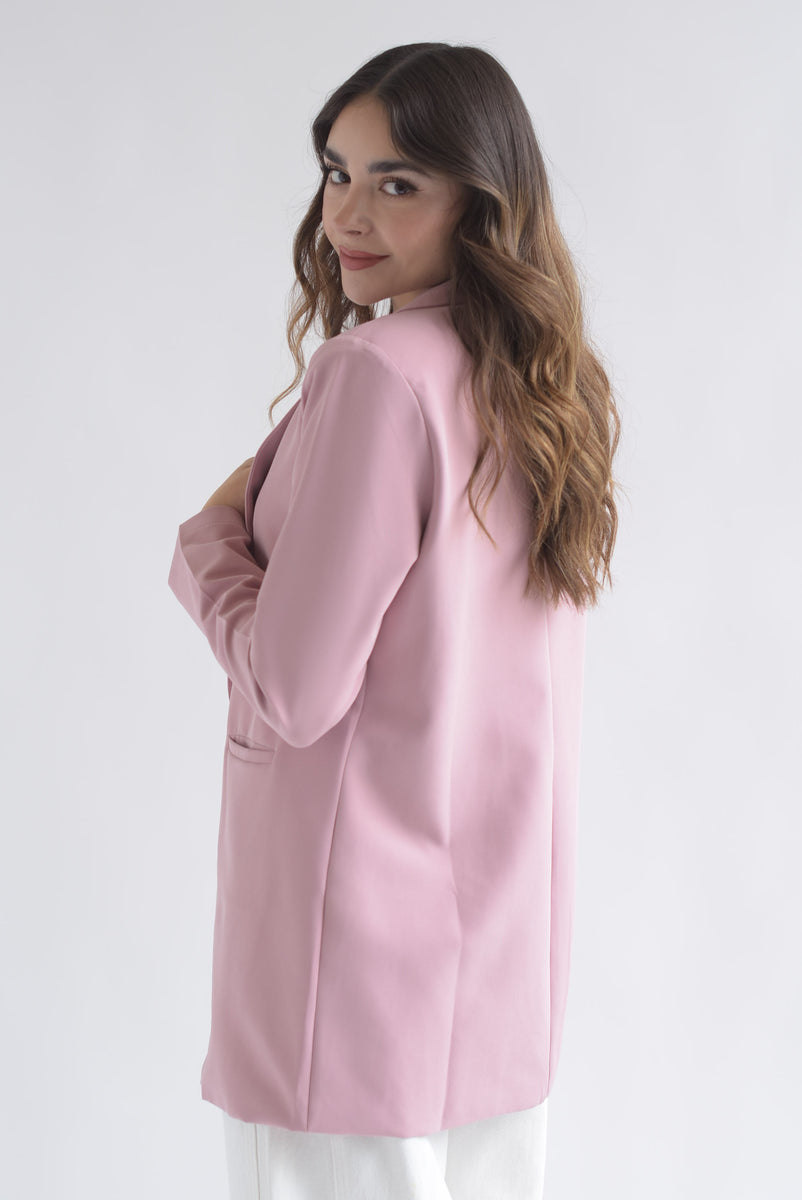 Blazer bolsillos ojal Rosa palo – Fashion Styled