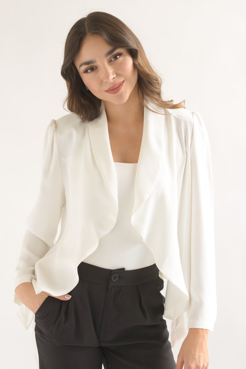 Saco ligero solapa simétrica Blanco – Fashion Styled