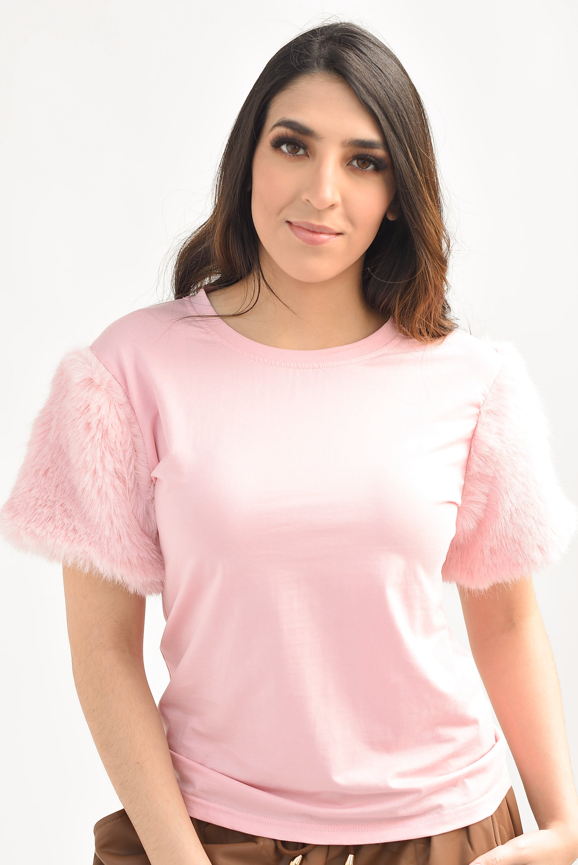 Blusa Manga Fur Rosa Fashion Styled