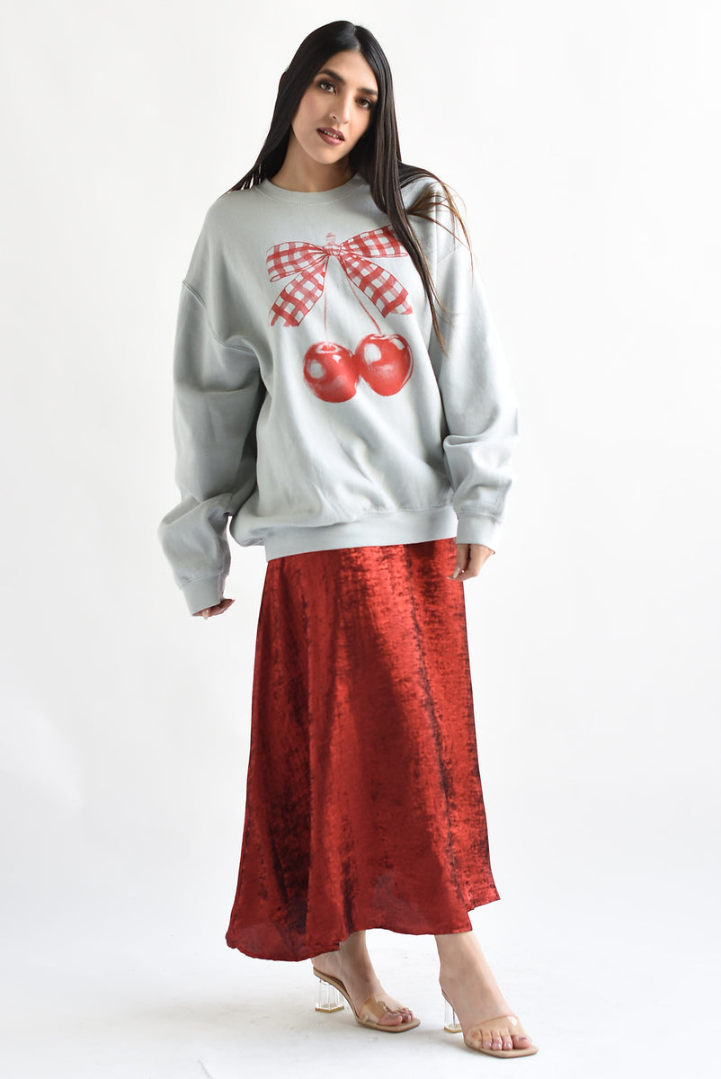 Sudadera oversize Lazo con Cherries Gris – Fashion Styled