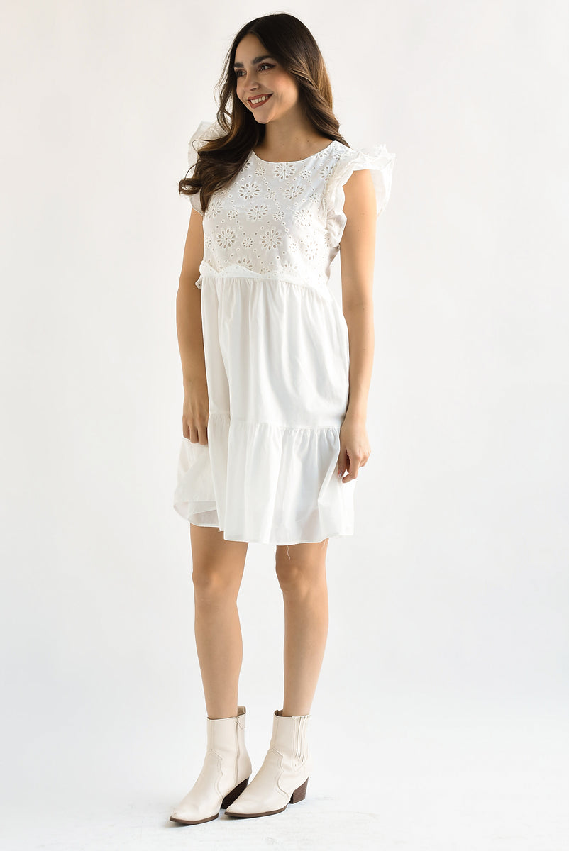 Vestido pecho tira bordada Blanco – Fashion Styled
