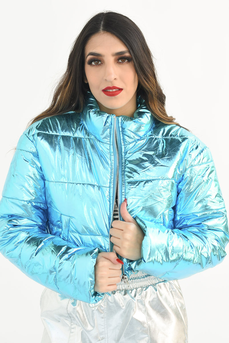 Chamarra puffer metálica Azul – Fashion Styled