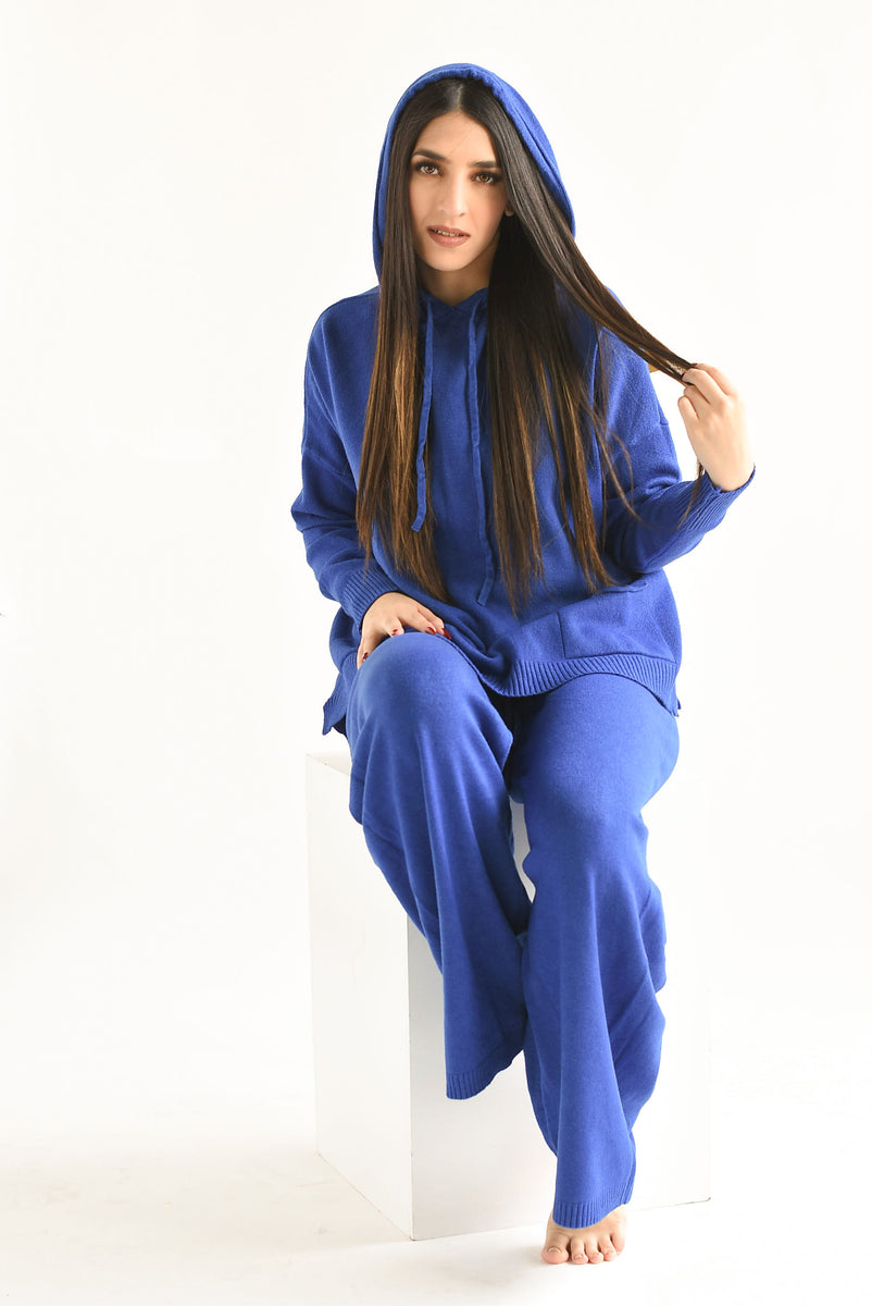 Set Pantalón y Hoodie larga punto Azul Rey – Fashion Styled